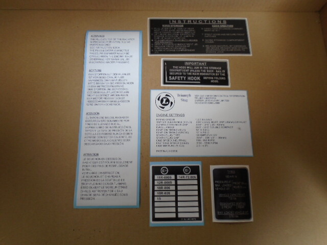 Triumph STAG ** INFO LABEL Under Bonnet STICKERS ** SET | eBay