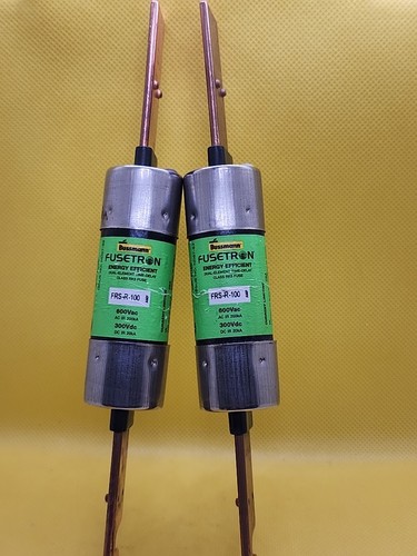 LOT OF 2 BUSSMANN FUSETRON FRS-R-100 FUSE 100A 600V AC CLASS RK5 [RC 9 ...