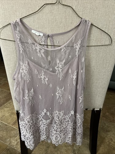 Maurices Large Tank Top Floral All-Over Lace Overlay Sleeveless Blouse Bohemian | eBay