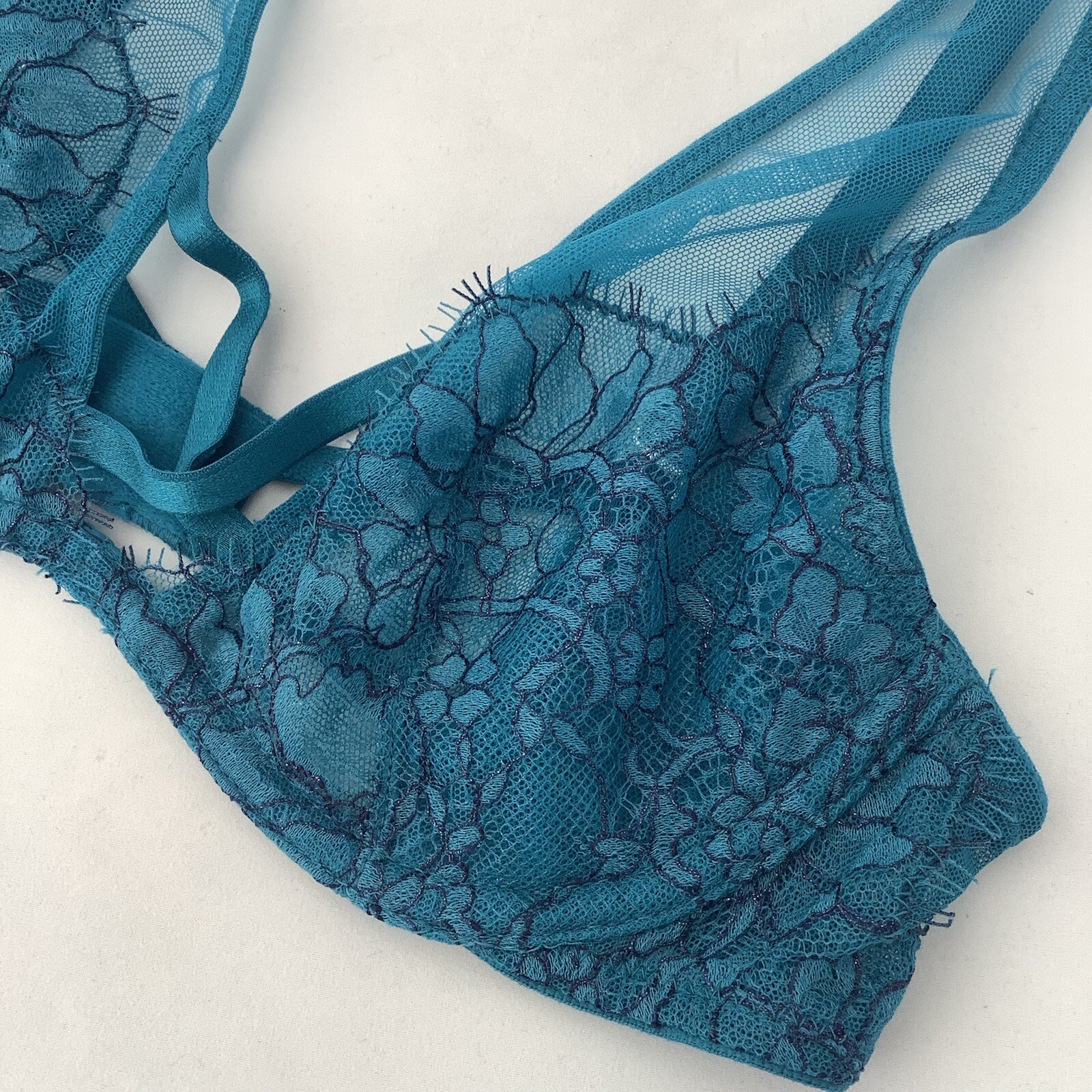 Victoria’s Secret very Sexy Teal Blue Lace Mesh Strap… - Gem
