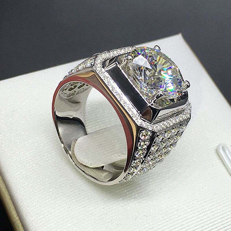 Men's 2 Carat Simulated Diamond Rings 925 Sterling Silver Rings Size 8 ...