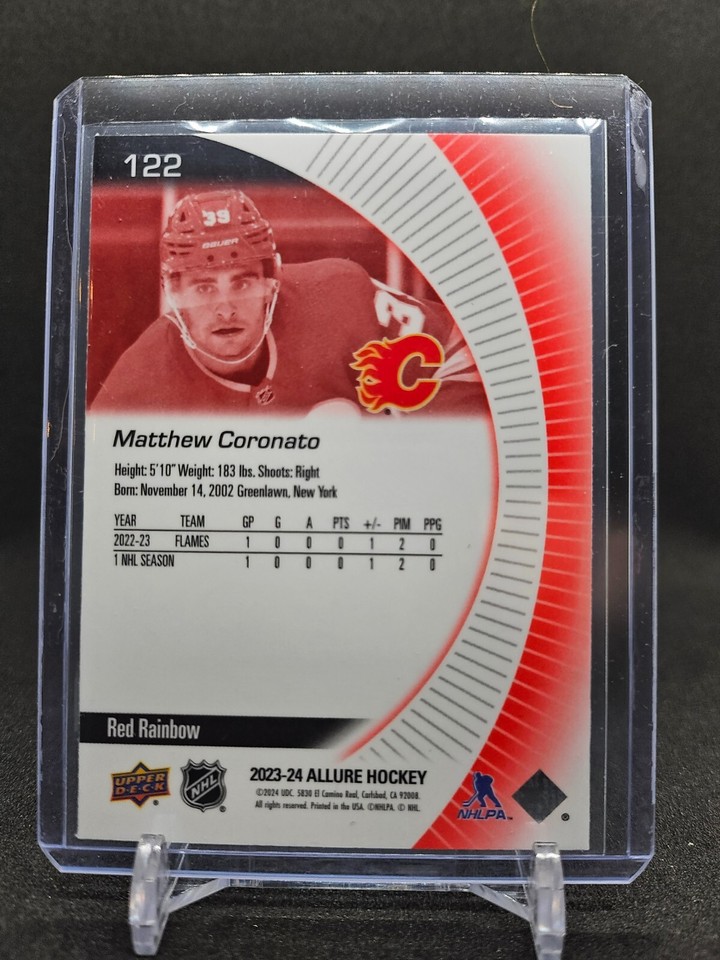 2023-24 UPPER DECK ALLURE RED RAINBOW Matthew Coronato Rookie Calgary ...