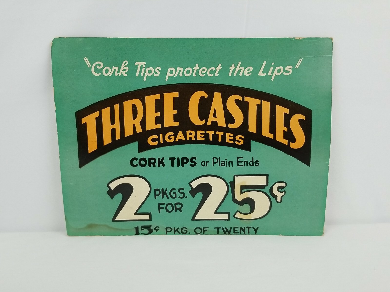 Vintage Antique THREE CASTLES CIGARETTES Display Sign Counter Window ...