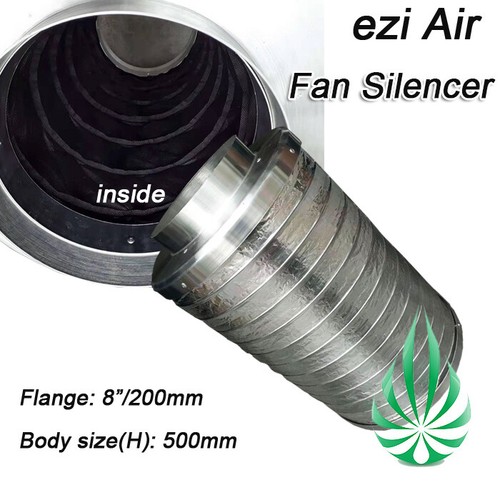 Ezi Air Hydroponic 8"200mm Inline Fan Exhaust Fan Silencer Muffler ...
