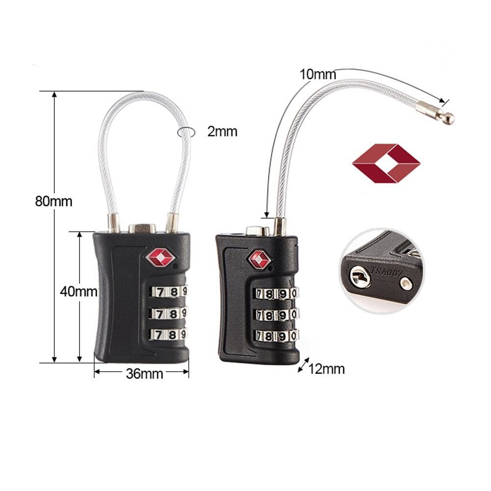 Lock 3 Digit Combination Lock TSA Customs Code Lock Contrast Color ...