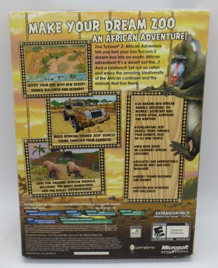 ZOO TYCOON 2: AFRICAN ADVENTURE EXPANSION PACK PC CD-ROM GAME, WIN XP ...