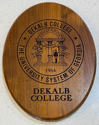 Numbered Dekalb College USG Plaque Seal Vintage Walnut Oak | eBay