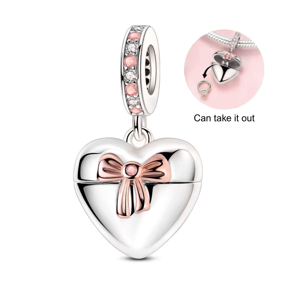 Heart With Ring Charm, Bridal Gift Charm, Proposal Ring Charm ...