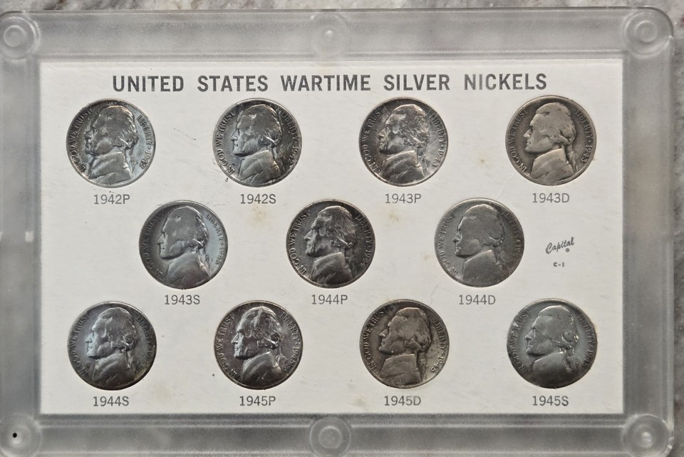 One Set U.S. Silver War Nickels & Complete Set Jefferson Nickels 1938 ...