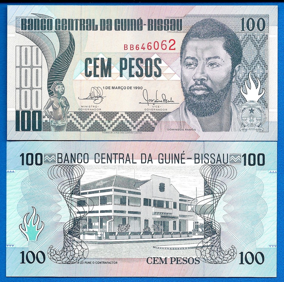 Guinea-Bissau P-10 & P-11 50 & 100 Pesos 1990 Uncirculated Banknotes ...