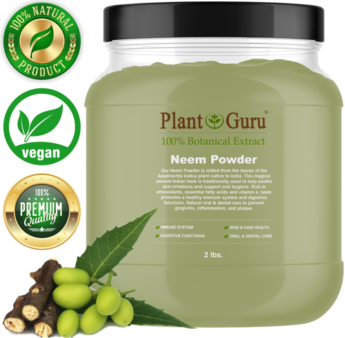 Neem Powder 2 lb. Jar Bulk Dried Leaf 100% Pure Raw Leaves (Azadirachta ...