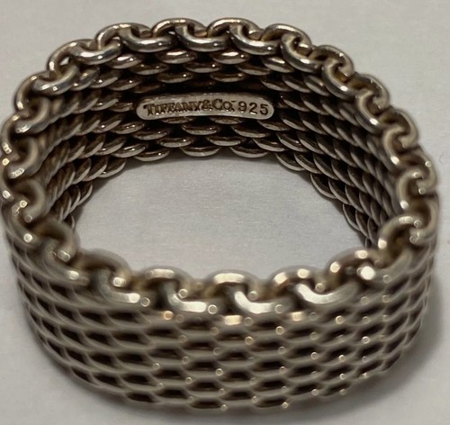 Tiffany & Co 925 Sterling Silver Somerset Flexible Mesh Weave Size 8 Ring. O-58 | eBay