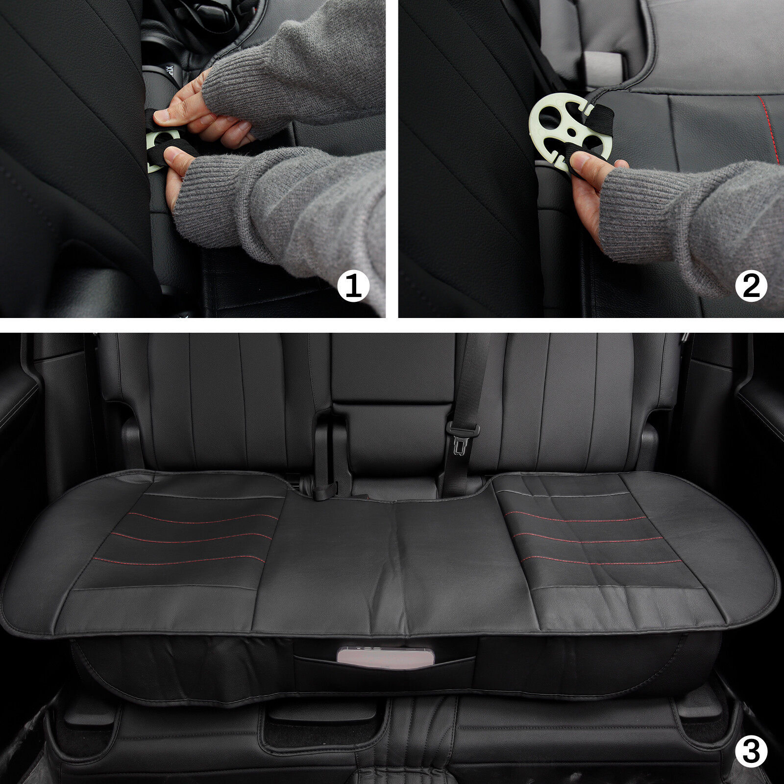 Car Rear Back Seat Cover Non-slip Waterproof Auto Protector PU Leather ...