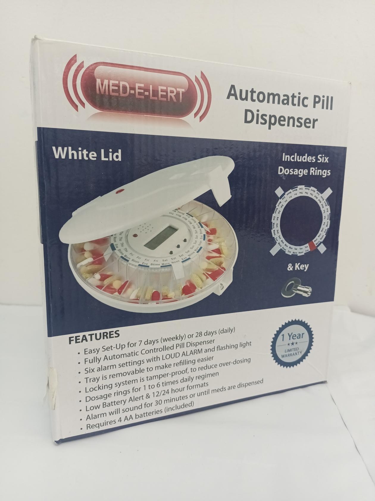 Med-e-lert Automatic Pill Dispenser 28 Day 7 Day 4 Times - White Lid | eBay