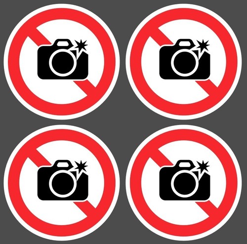 NO CAMERA / RECORDING 4 PK WARNING STICKER Waterproof Vinyl 100x 100mm ...