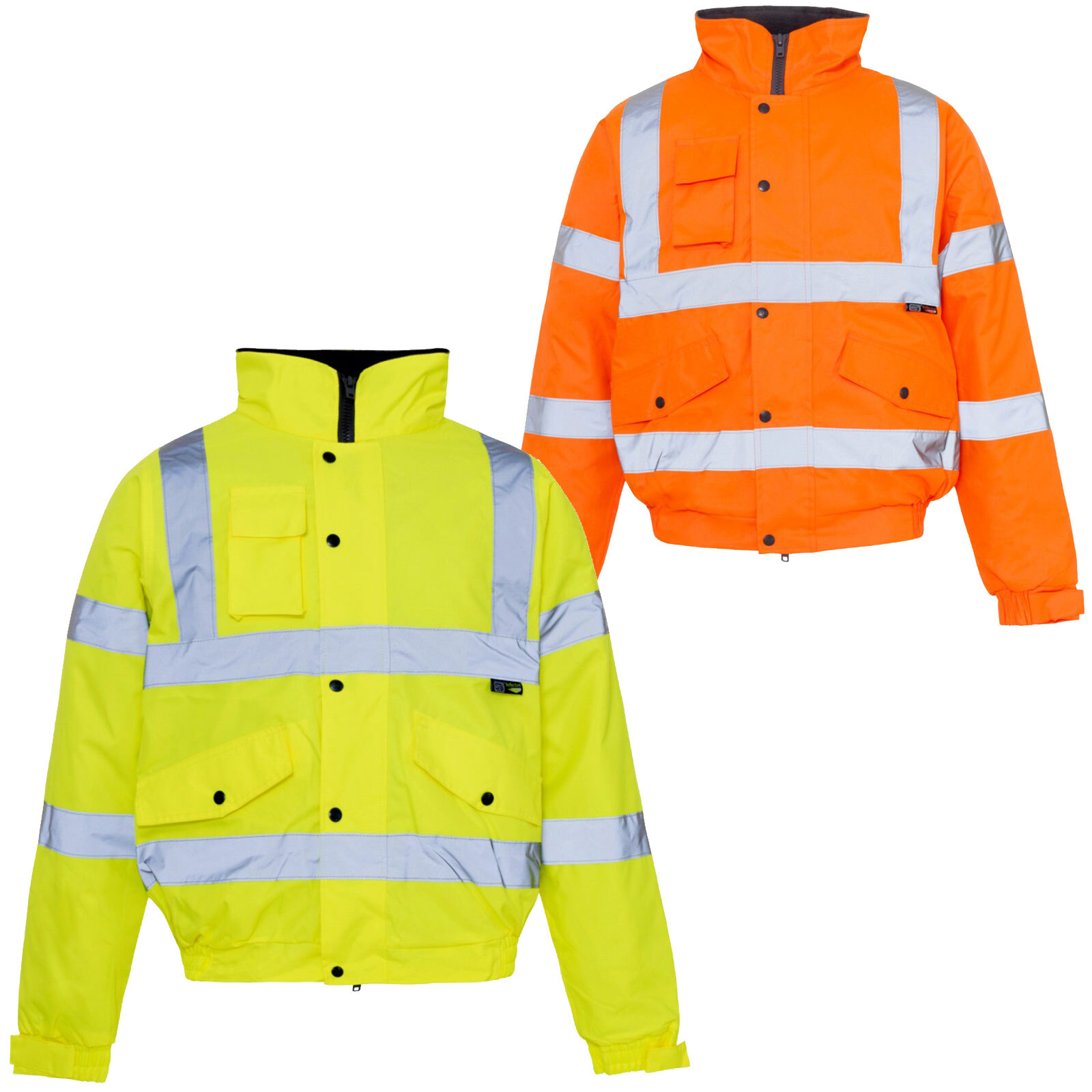 Hi Vis Bomber Jacket Storm Safety Work Coat Wind Rain Proof Hi Viz ...