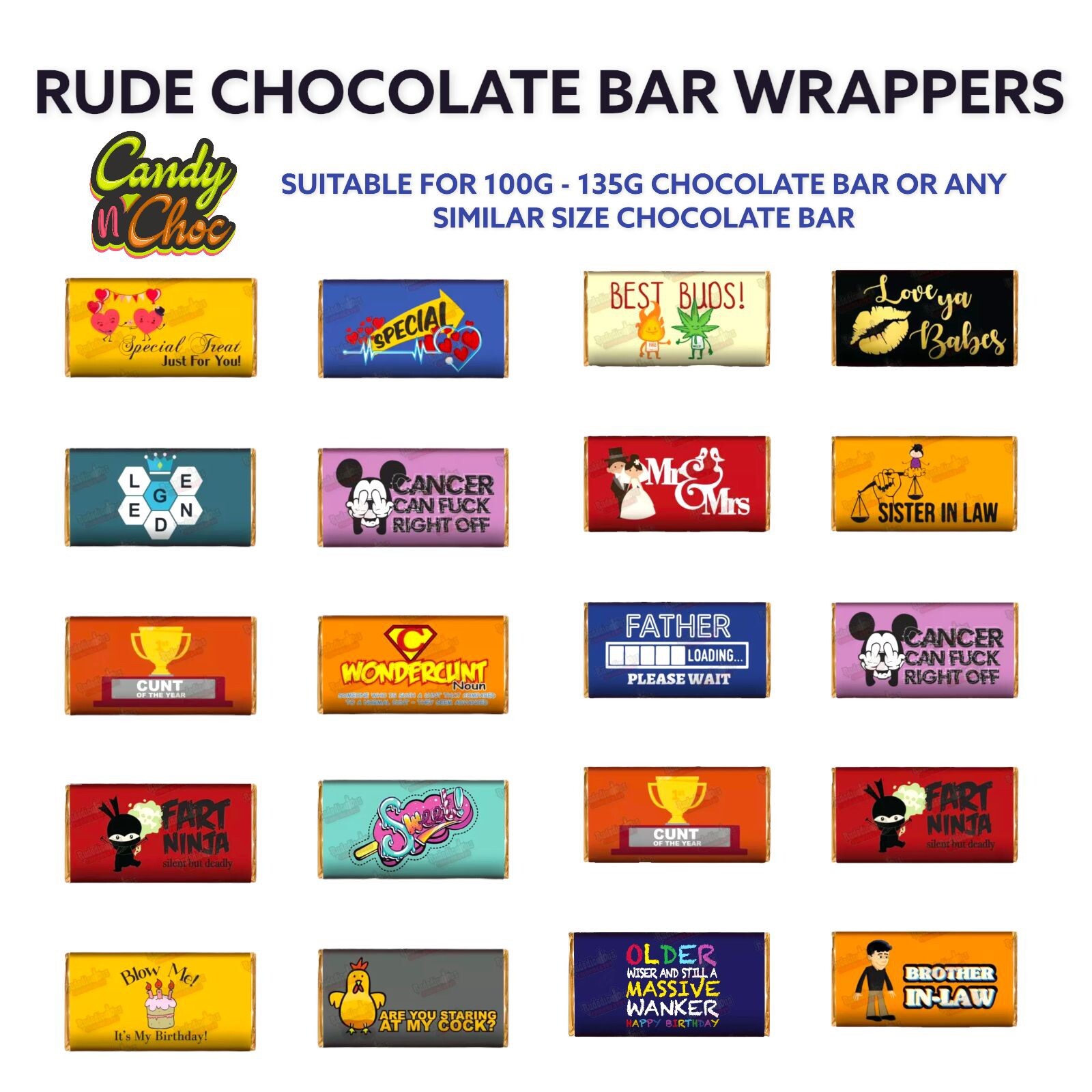 Rude Adult Chocolate Bar Wrapper Novelty Joke Xmas Gift Birthday ...