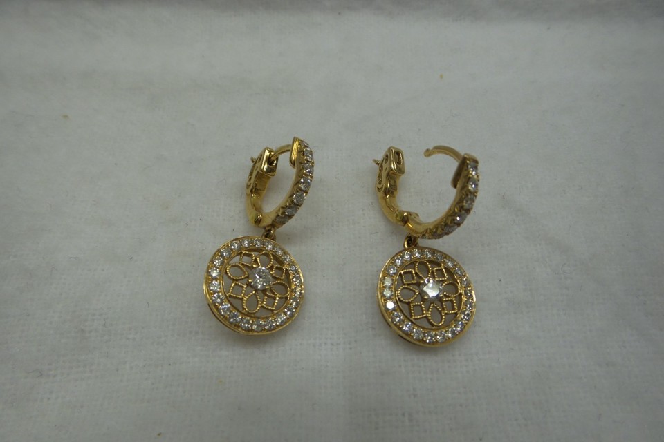 Very Nice Solid 18kt Rose (pink) Gold Hanging Earrings, Fine Natural ...