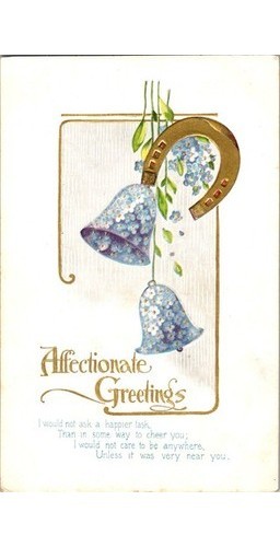 1910s Embossed Postcard Floral Bell Horseshoe Art Nouveau Greetings ...