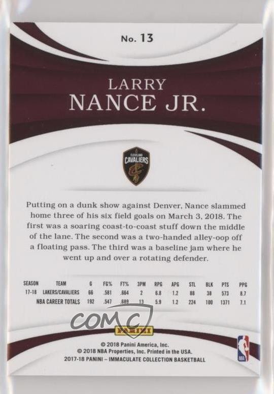 2017-18 Panini Immaculate Red /35 Larry Nance Jr #13 | eBay