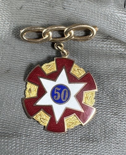 Vintage 10k Gold 50 year Odd Fellows IOOF Pin Medal ~ Pilgrim Lodge ...