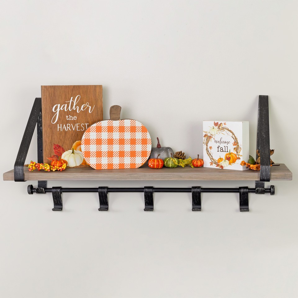 Fall Wood Block Signs 3pk, Small Pumpkin and Harvest Shelf Box Signs ...