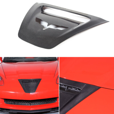 Real Carbon Fiber Front Hood Scoop Vent Cover Bonnet Trim For Corvette ...
