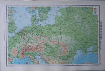 1952 Carte ~ Central Europe Regional Allemagne Autriche Pologne Suisse ...