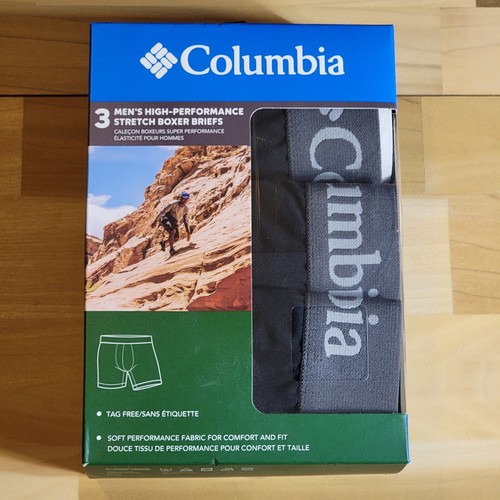 COLUMBIA Boxer Briefs MENS SMALL BLACK 3 Pack Stretch Performance UNDER ...