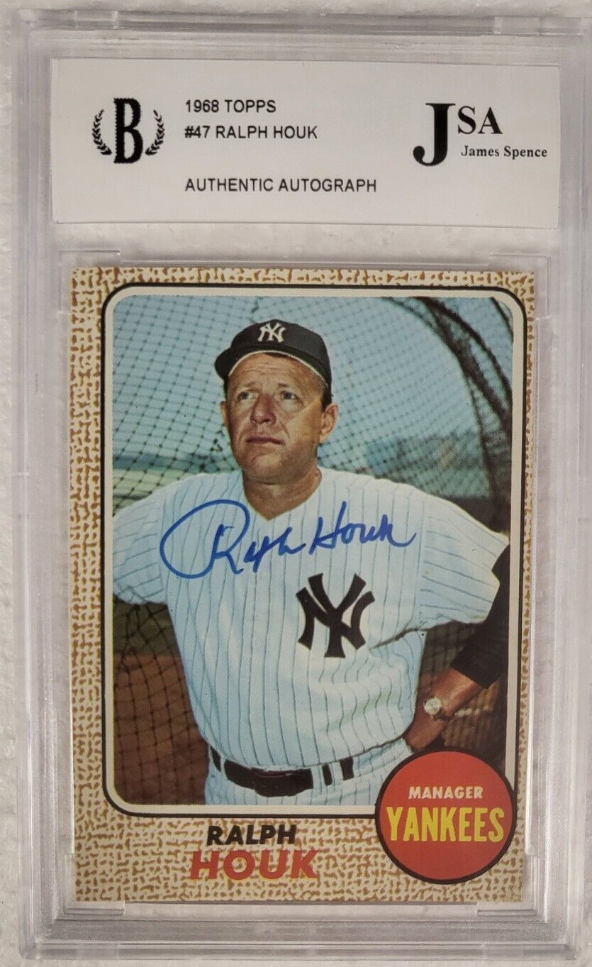 1968 TOPPS RALPH HOUK NEW YORK YANKEES SIGNED AUTOGRAPHED AUTO #47 CARD ...