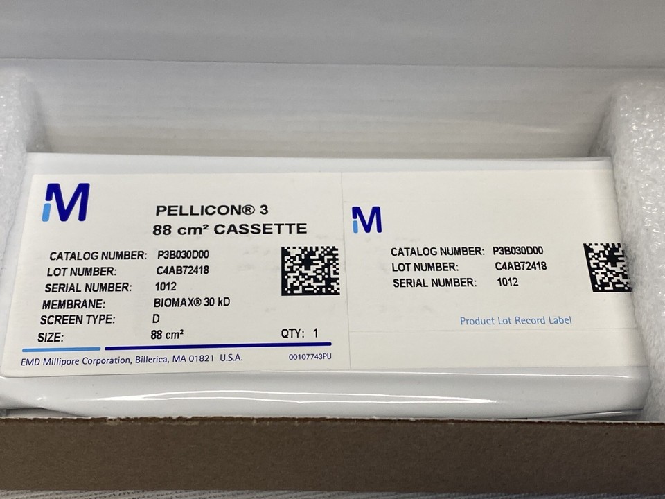 MILLIPORE Pellicon 3 Filter Cassette 88cm2 Biomax Membrane 30kDa TFF ...