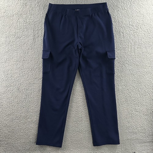 Lisa Rinna Collection Womens Pants Blue Large Cargo High Rise Polyester ...