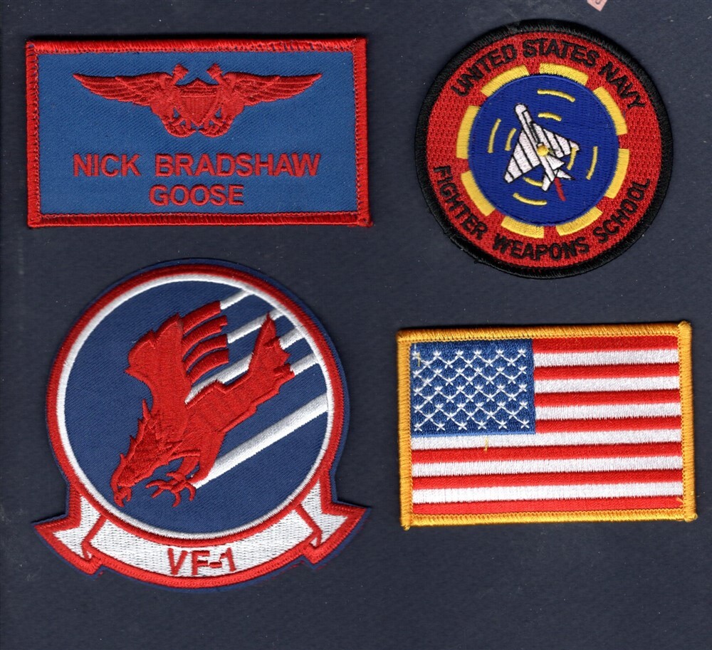Nick GOOSE Bradshaw TOP GUN MOVIE Costume NAVY FWS F-14 Squadron Patch ...