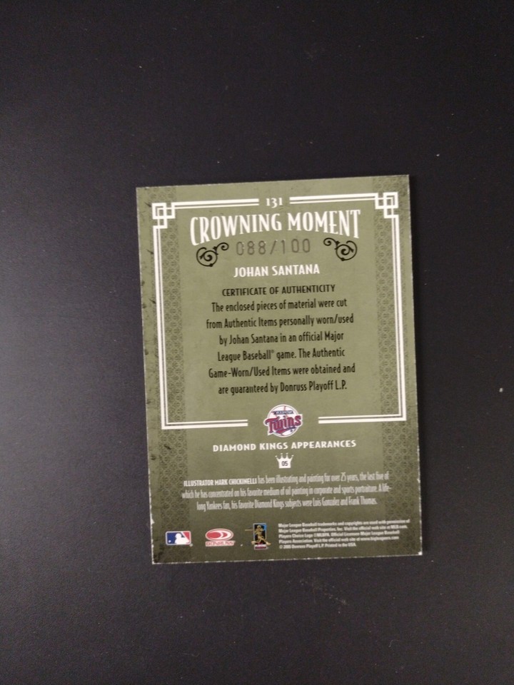 2005 Donruss Diamond Kings Johan Santana Dual Patch Card 088/100 | eBay