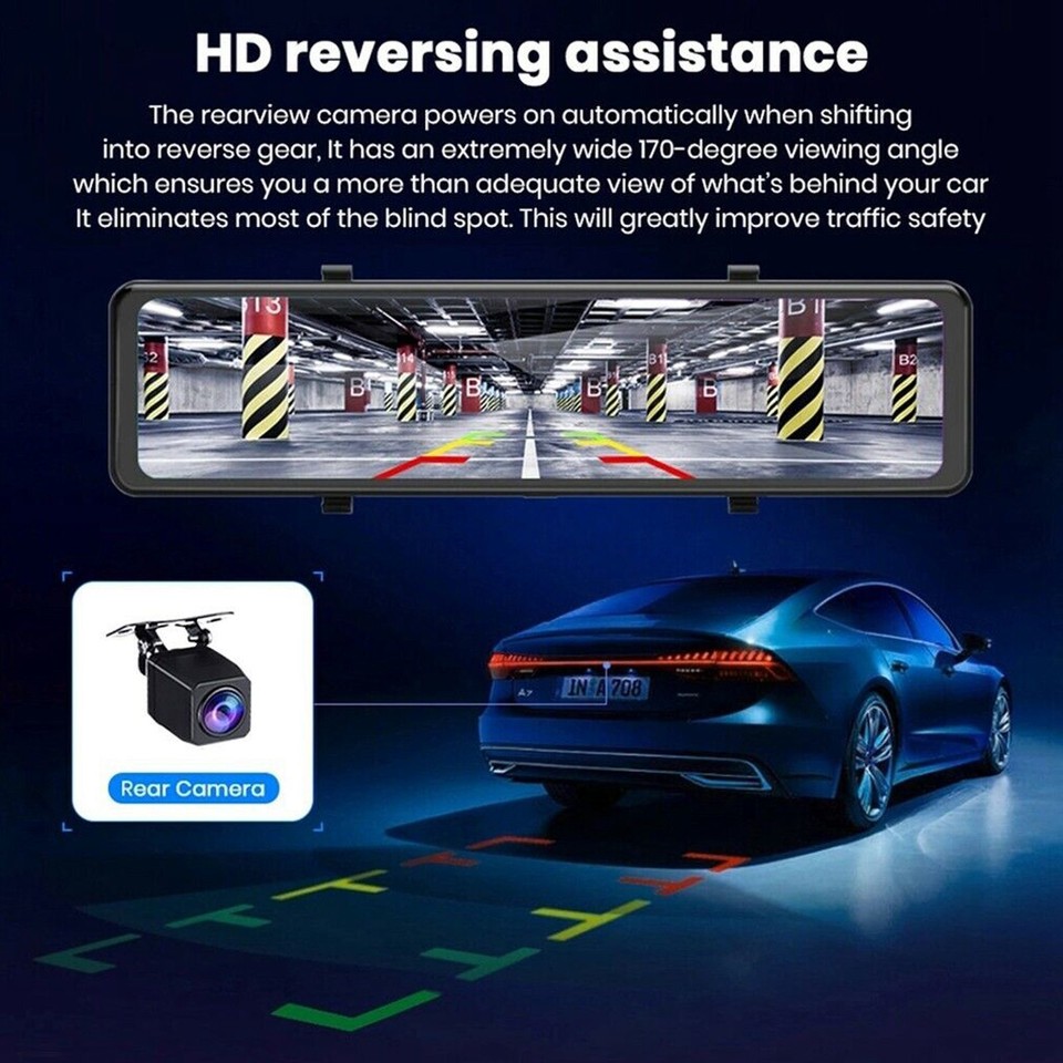 360¬∞ Panoramic 4G Car Dash Cam Rearview Mirror Camera Android 8.1 GPS ...