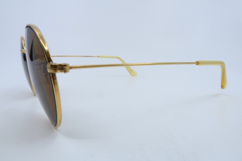 Vintage B&L Ray Ban ROUND METAL sunglasses made in the USA Etched BL ...