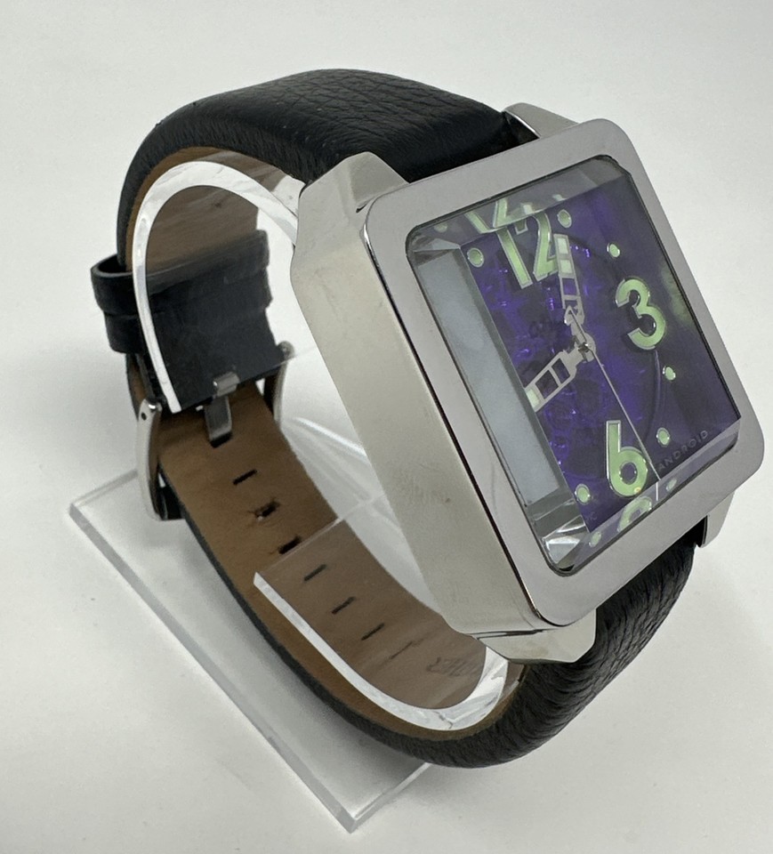 Android AD533 Men's Skeleton Automatic 39mm Wristwatch w Leather Band ...