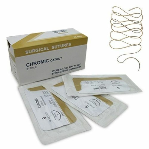 Chromic Catgut Sutures 75cm 1/2 Circle cutting needle, 2/0,3/0,4/0,5/0 ...