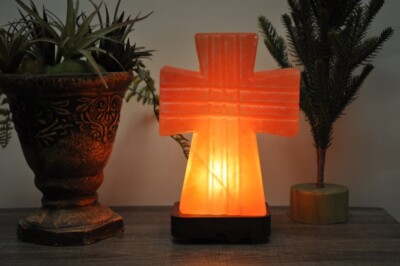 Himalayan Pink Salt Cross Shape Lamp, Authentic, Dimmer Switch ...