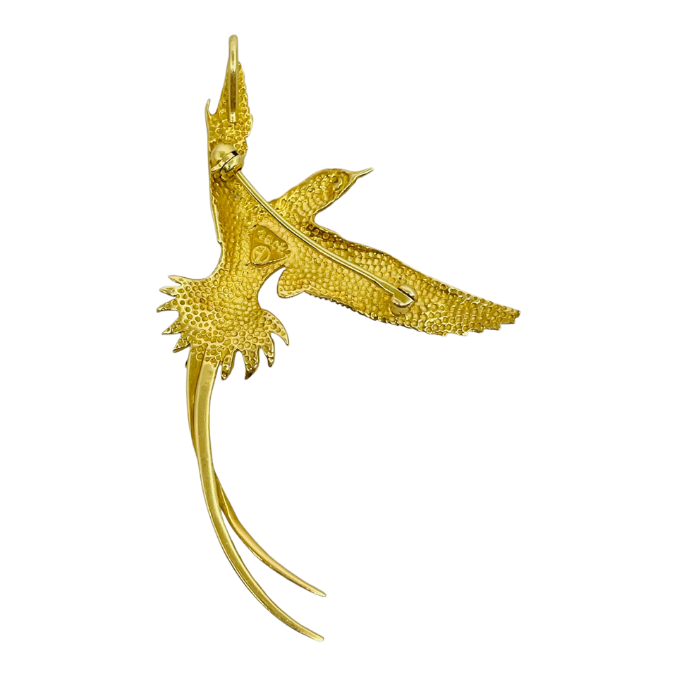 16k Yellow Gold Vintage Diamond Flying Bird Pendant | eBay