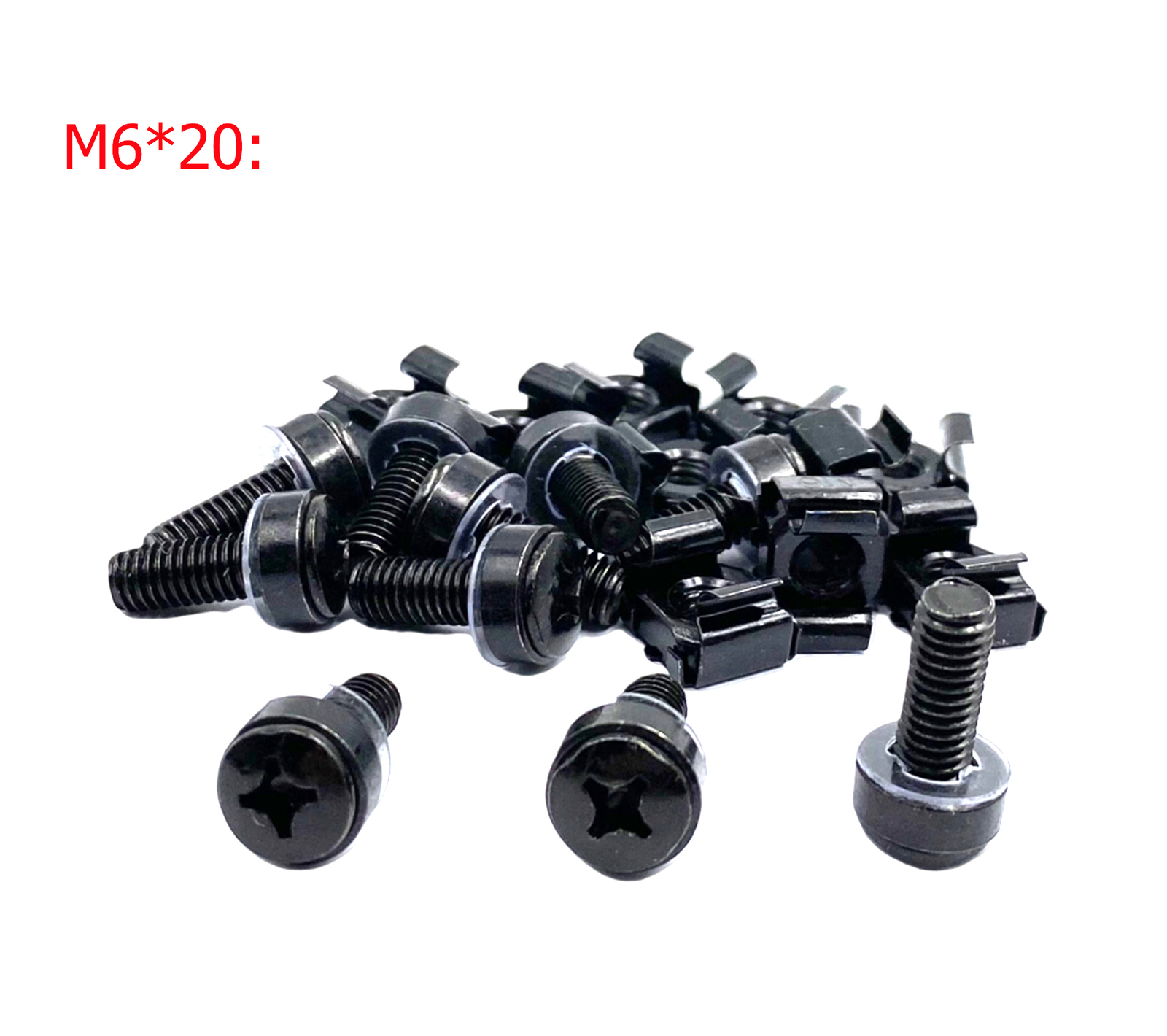 50Pcs Stainless Steel Rack Mount Cage Nuts, Screws and Washers M6 x 16 ...