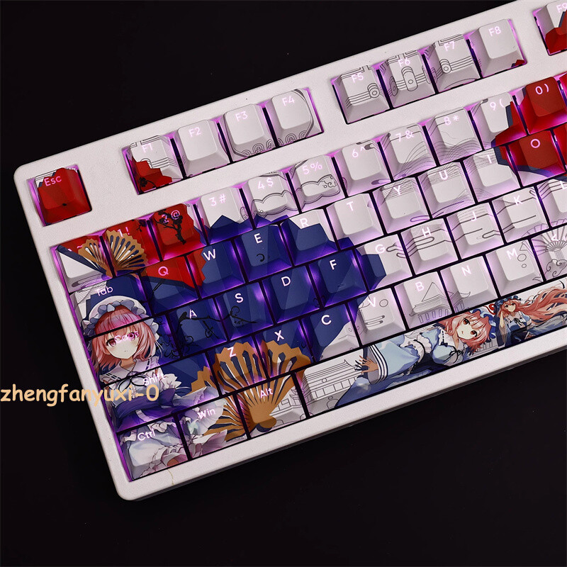 Touhou Project Saigyouji Yuyuko PBT Keycaps 108 Keys For Cherry MX ...