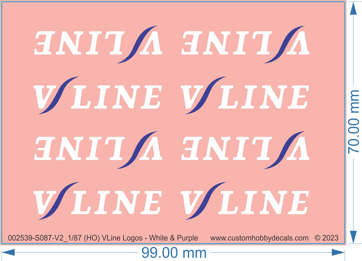 VLine Loco Logo - Green-White Purple-White Purple - HO (1/87) N - Water ...