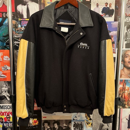 Vintage 90’s Coors Rodeo Cowboy Ranch Event Leather/ Wool Jacket ...