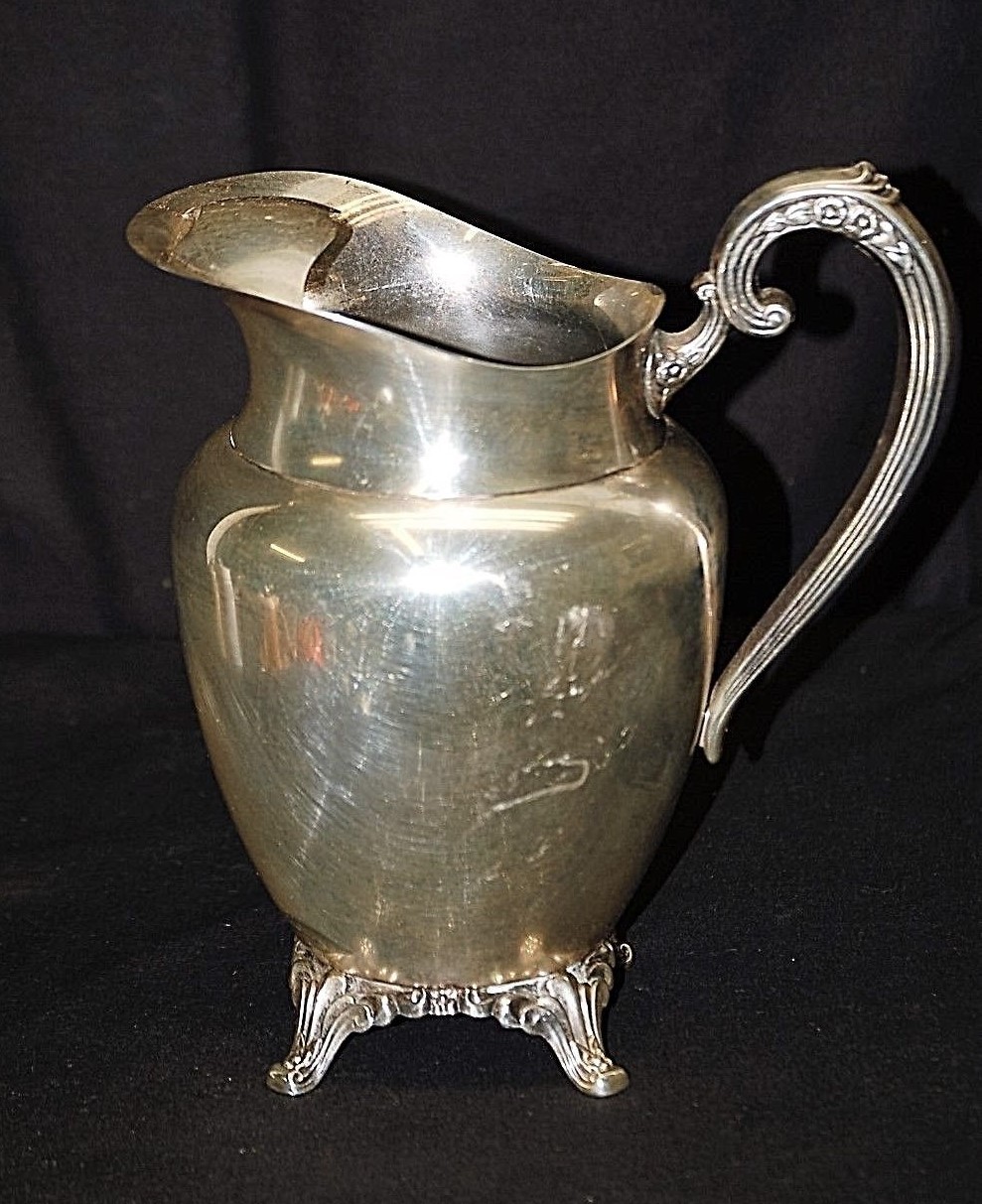 Silver Plated Wm A Rogers Footed Water Pitcher Ice Guard Silverplate ...