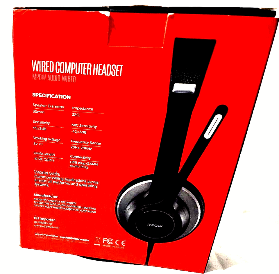 Mpow Wired Computer Headset MPOW Audio Wired Model BH328A | eBay