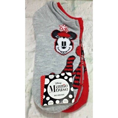 Disney Minnie Mouse No Show Socks Set of 5 Sock Size 9-11 3 Gray & 2 ...
