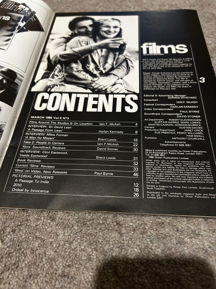 Films on Screen & Video Mar 1985 Donald Sutherland 2010 David Lean ...