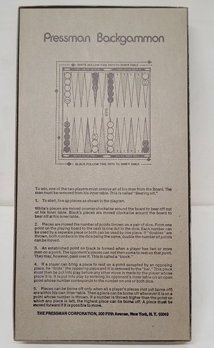 Backgammon Folding Game Board 2 Dice Instructions 1979 Classic Chance ...