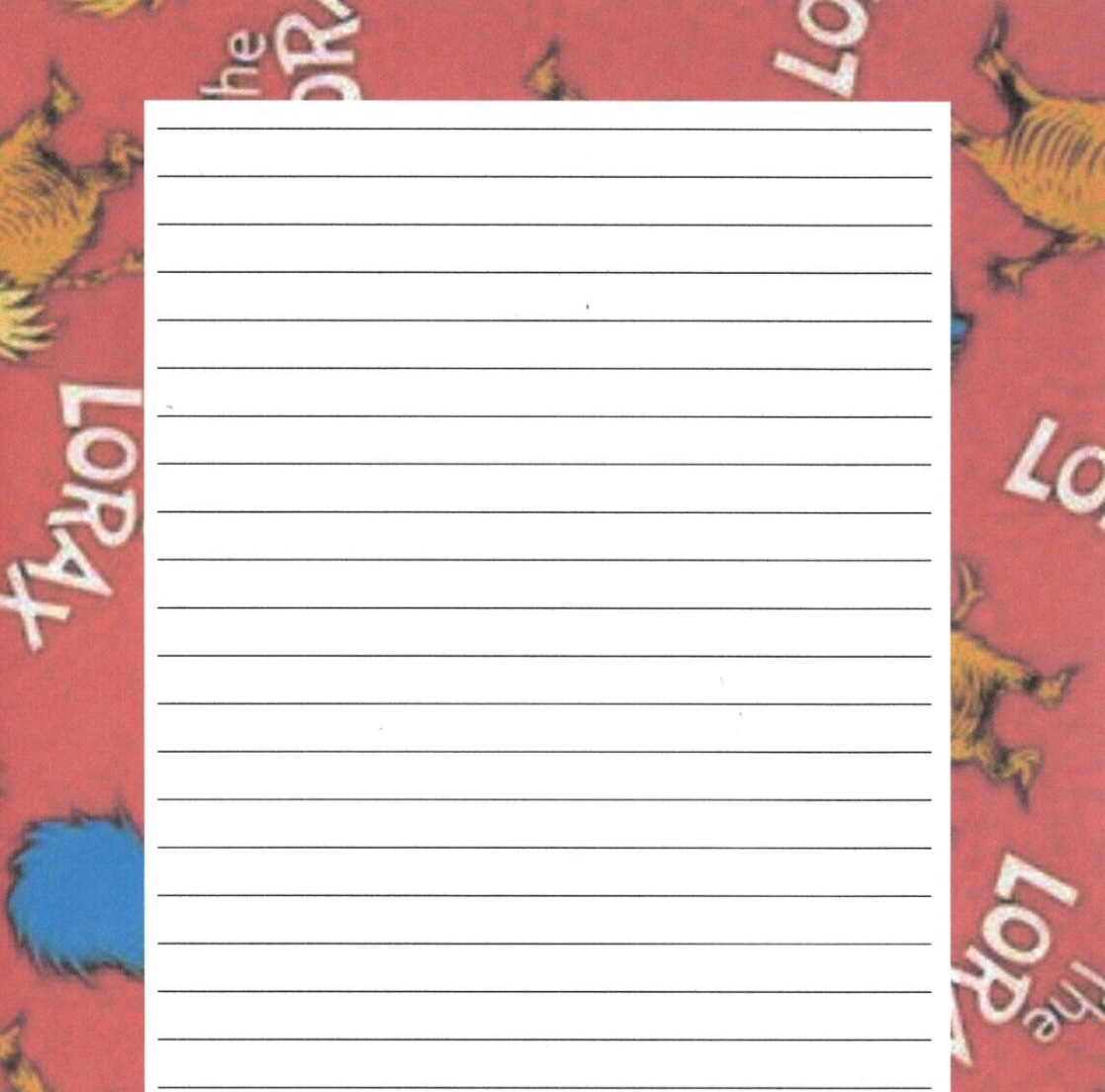 20 Sheets 5 Envelopes A5 Letter Writing Set: Dr Seuss the the lorax on ...